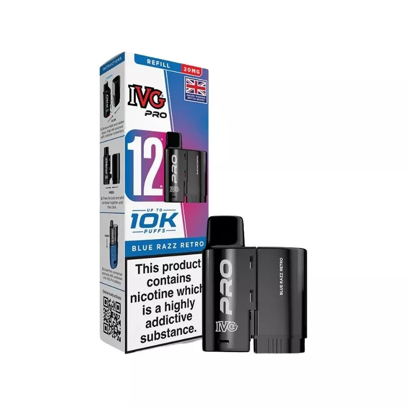 IVG Pro 12 Blue Razz Retro Refill Pod 10000 Puffs